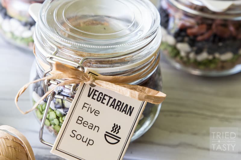 Edible Gift In A Jar: Vegetarian Five Bean Soup Mix - Tried and Tasty